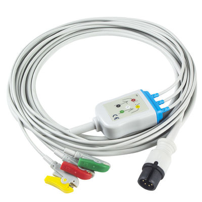 AAMI 6Pin ECG Cable And Leadwires 3 Lead IEC Clip Connector ECG Cable