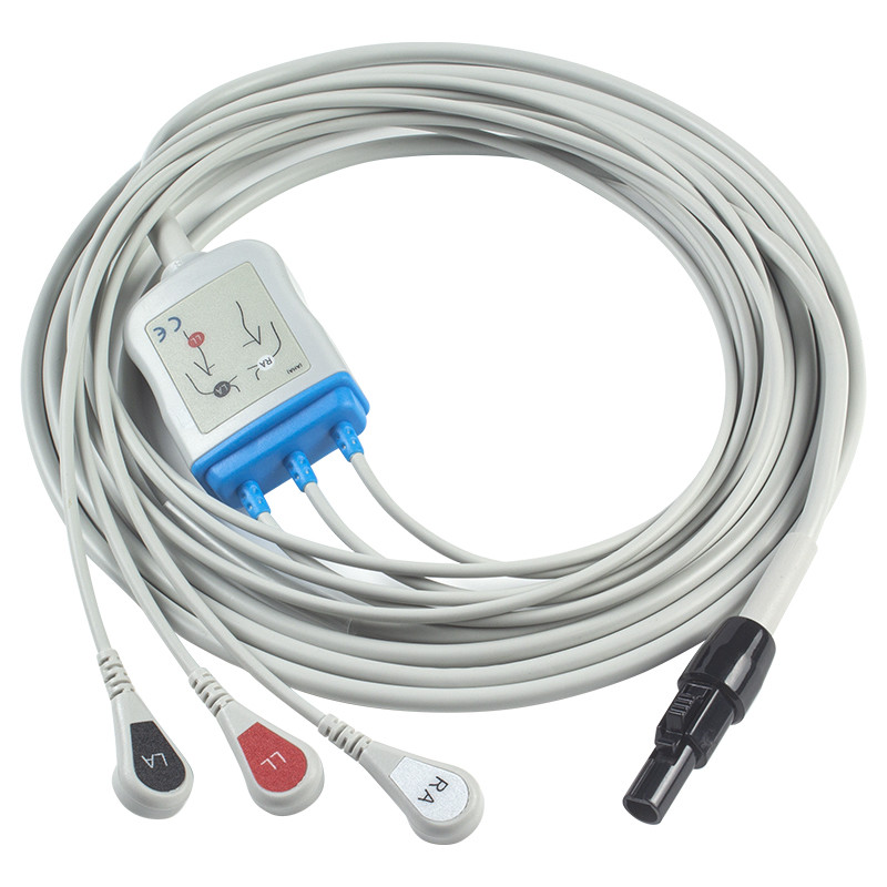 Kontron ECG Cables And Leadwires 125 128 VSM510 3 Lead AHA Snap 7Pin ...