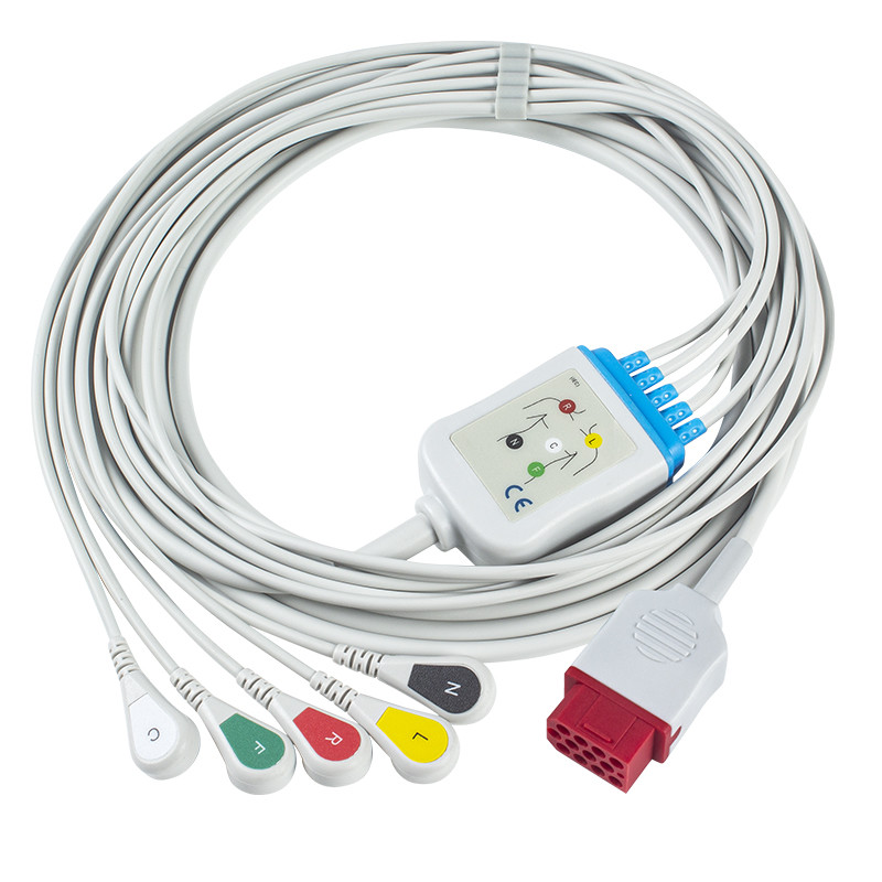 Bionet New BM3 BM5 BM7 5 Lead ECG Cables and Leadwires Snap ECG Cable ...
